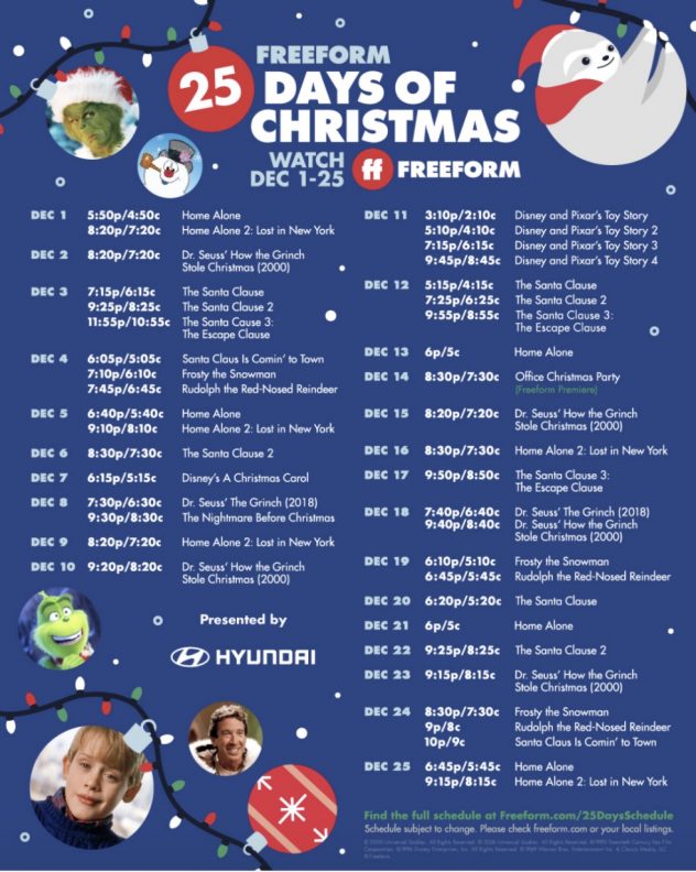 Freeform’s 25 Days of Christmas Line-Up Released - KCR College Radio